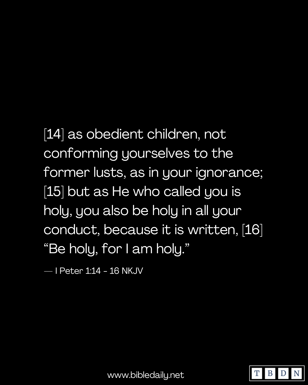 Be Holy in All Your Conduct | The Bible Daily Network